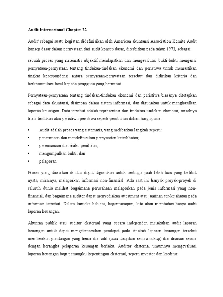 Audit Internasional Chapter 22 | PDF