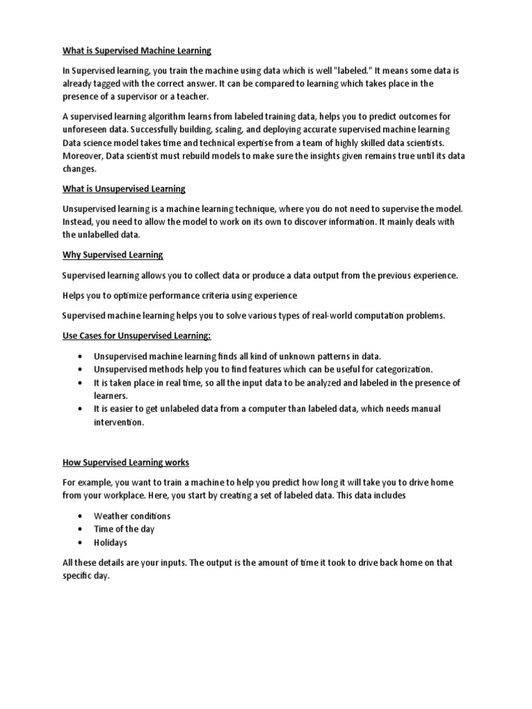 Supervised Vs Unsupervised Learning | PDF | Machine Learning | Statistical Classification