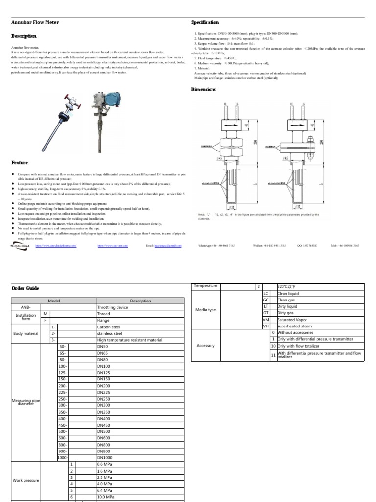 Annubar Flow Meter | PDF | Flow Measurement | Fluid Dynamics