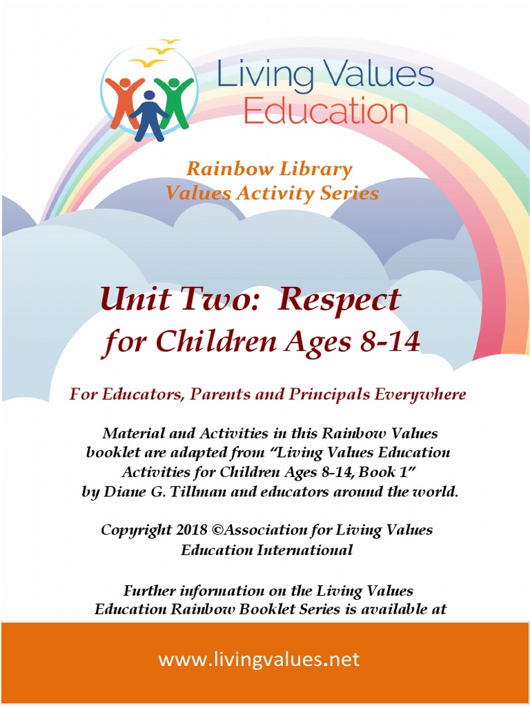 Living Values Education Rainbow Booklet Activities For Children 8 14 ...