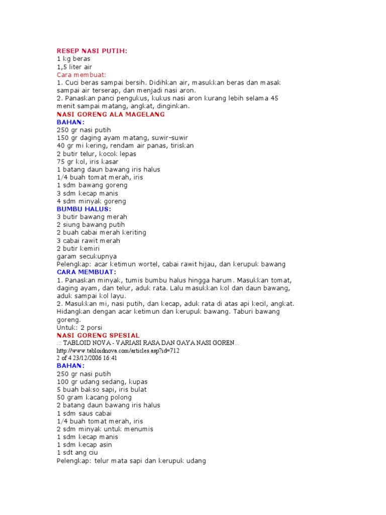 Resep Variasi Nasi Goreng Kreatif | PDF | Memasak, Makanan, & Anggur ...
