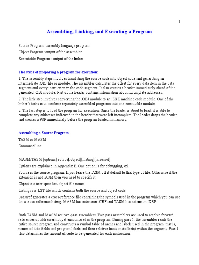 Assembling, Linking, and Executing a Program | PDF | Assembly Language ...