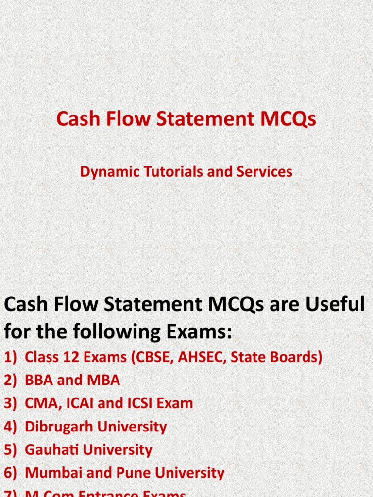 Cash Flow Statement MCQs for Exams | PDF | Cash Flow Statement | Economies