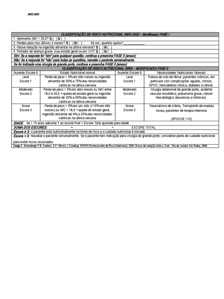 NRS 2002 | PDF | Câncer | Epidemiologia
