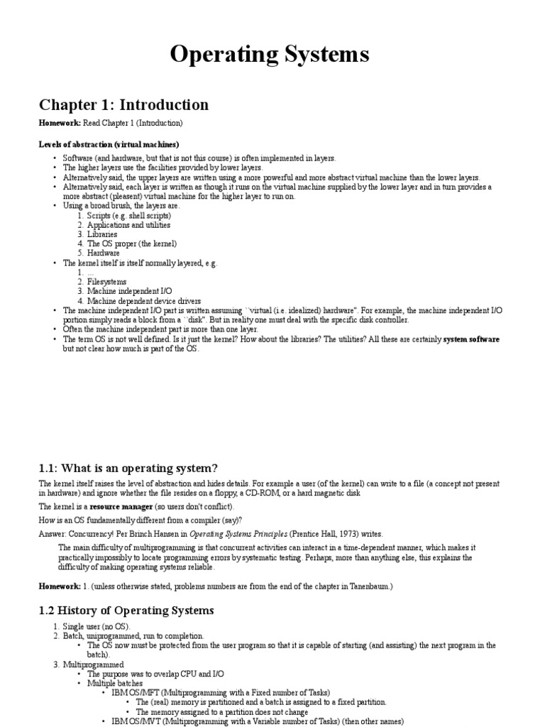 Operating Systems: Chapter 1: Introduction | PDF | Operating System | Scheduling (Computing)