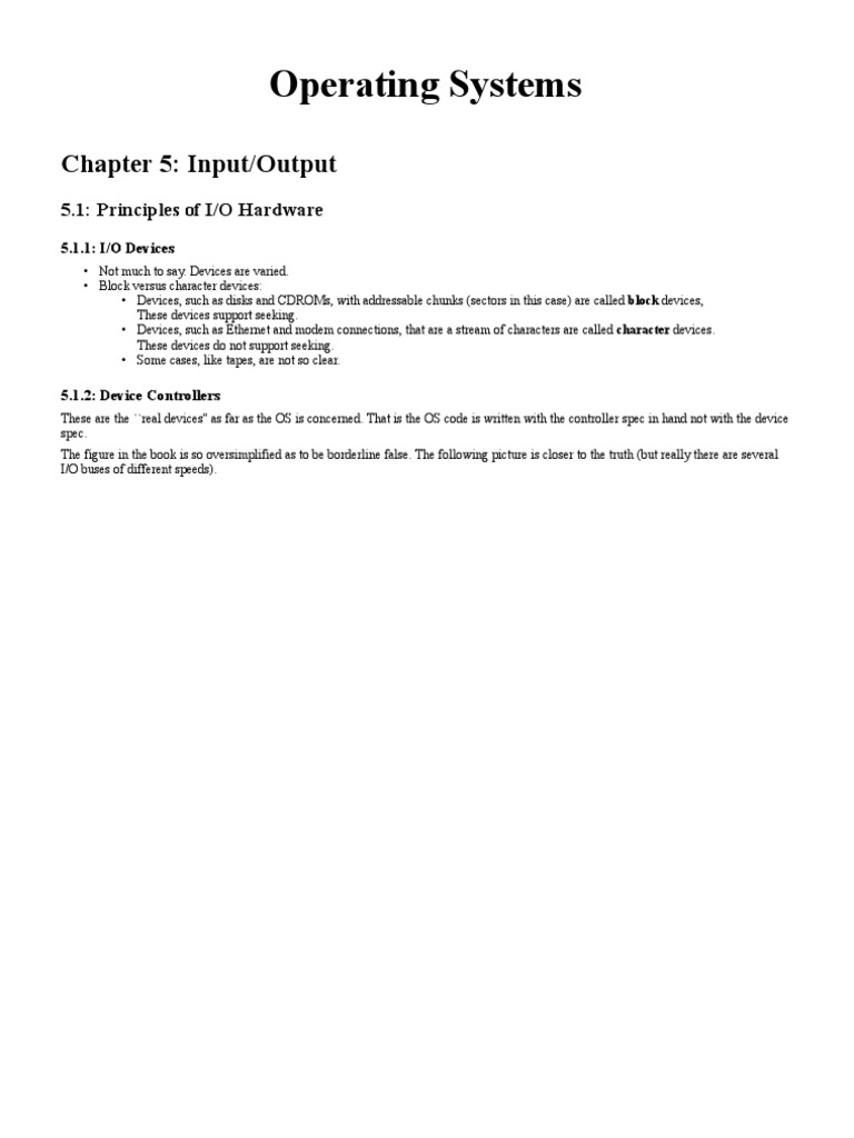 OS I/O Principles: Devices, Controllers, Software Layers | PDF | Input/Output | Operating System