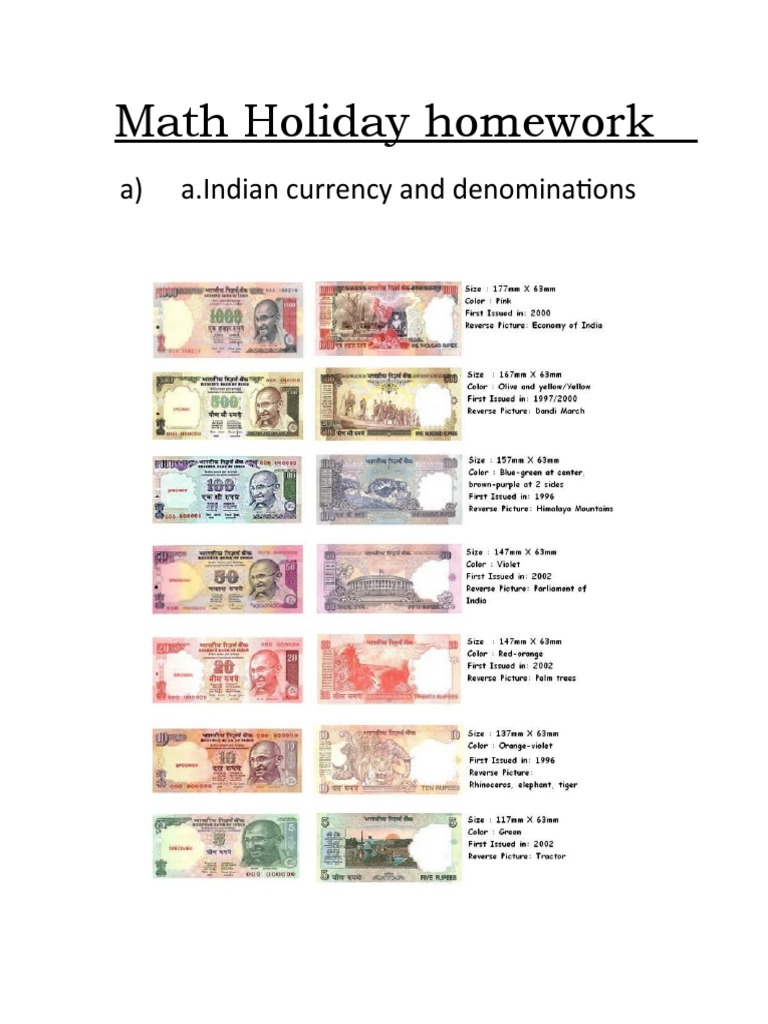 Math Holiday Homework | PDF