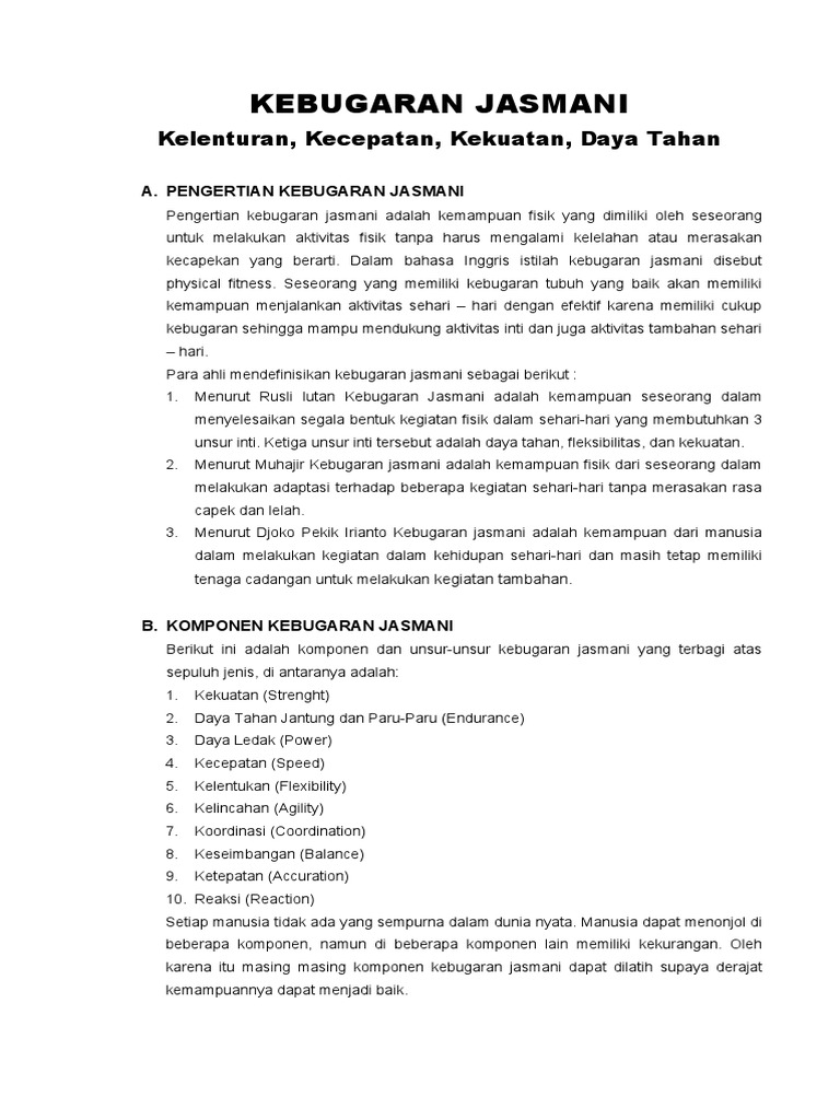 Tugas Kebugaran Jasmani Kelas XI | PDF