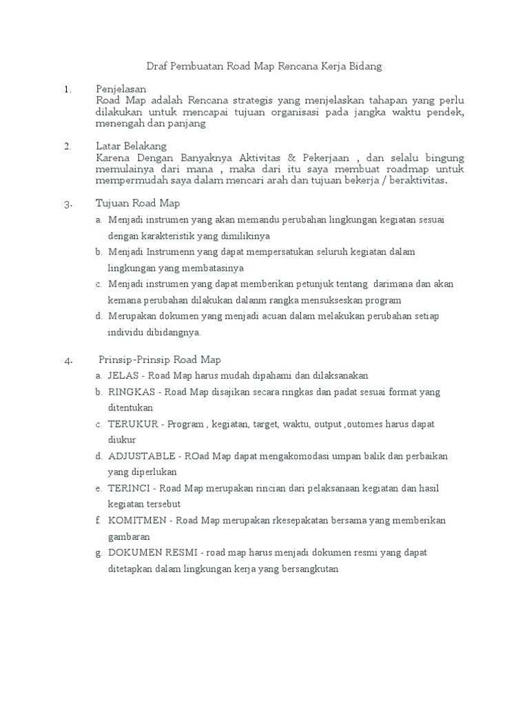 Draf Pembuatan Road Map Rencana Kerja Bidang Konsultasi | PDF