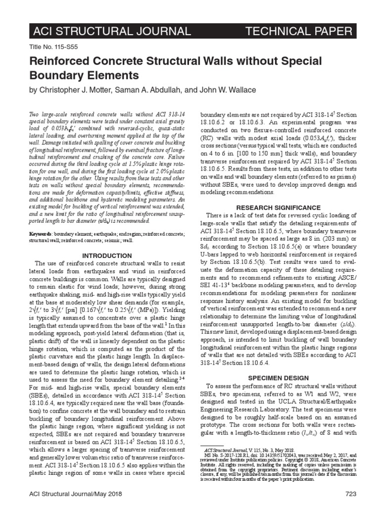 Reinforced Concrete Structural Walls Without Special Boundary Elements ...