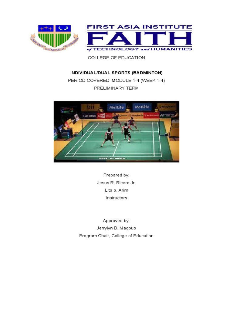 Badminton Module PRELIM | PDF | Racquet Sports | Sports