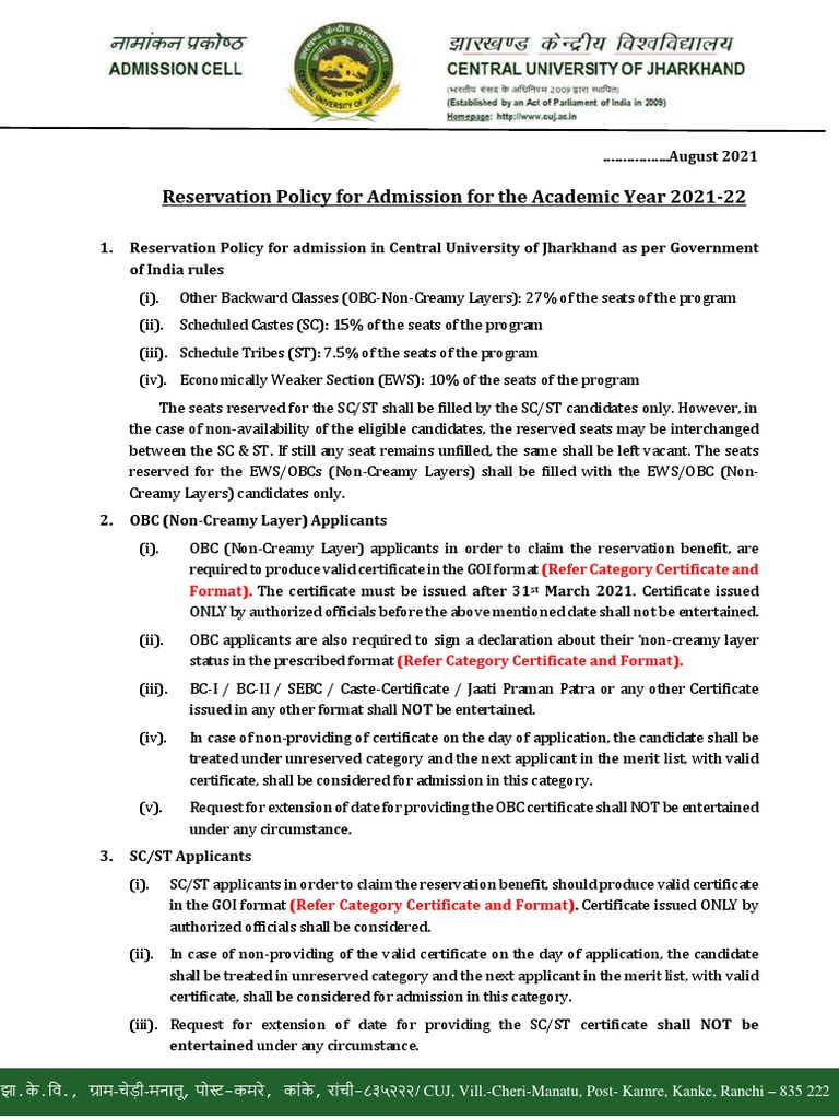 3 - Reservation Rules For Admission-2021-030921 | PDF | Social ...