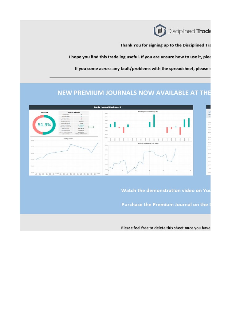 Disciplined Trader Trade Journal (Lots) | PDF | Screenshot | Economies