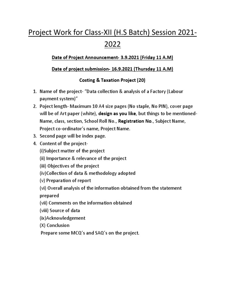 Project Work For Class | PDF | Art