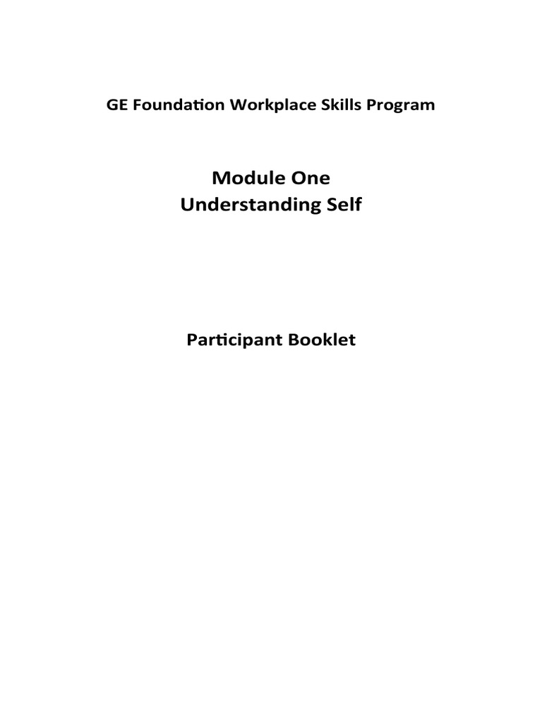 Module 1 - Understanding Self Participant Booklet v4 | PDF | Identity ...