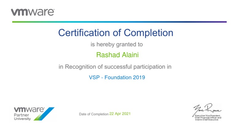 VSP Certificate | PDF