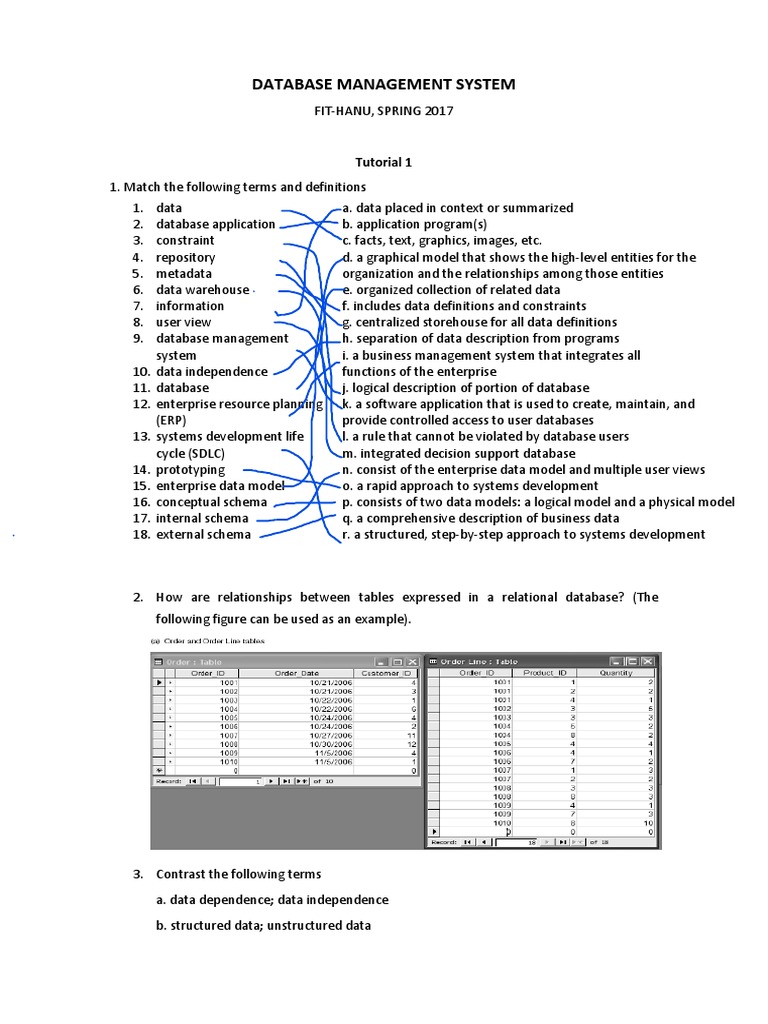 Database Management System: Tutorial 1 | PDF | Databases | Data Model