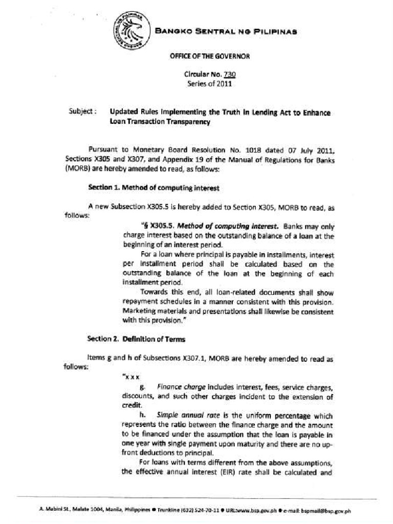 Annex 2. BSP Circular No. 730 and Frequently Asked Questions | PDF