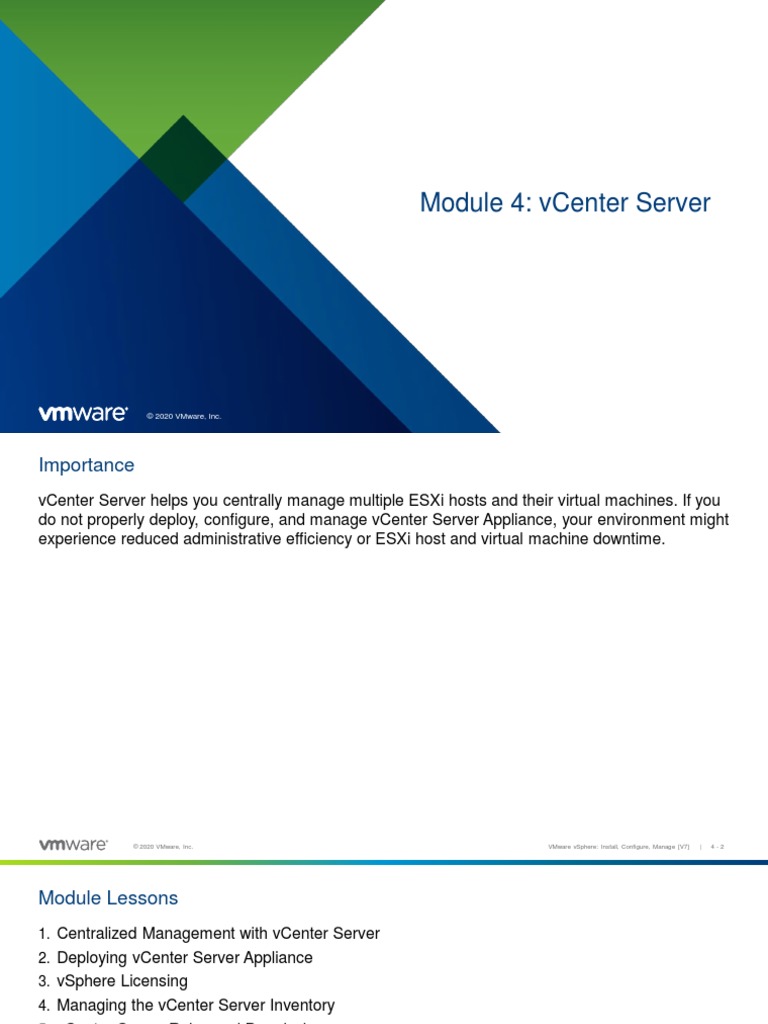 VSICM7 M04 Vcenter Server | PDF | Virtual Machine | Backup