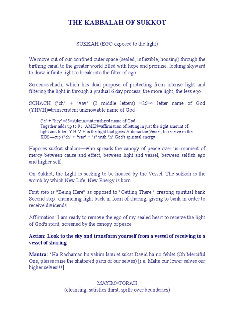 The Kabbalah of Sukkot | PDF | Hebrew Words And Phrases | Foreign Language Studies