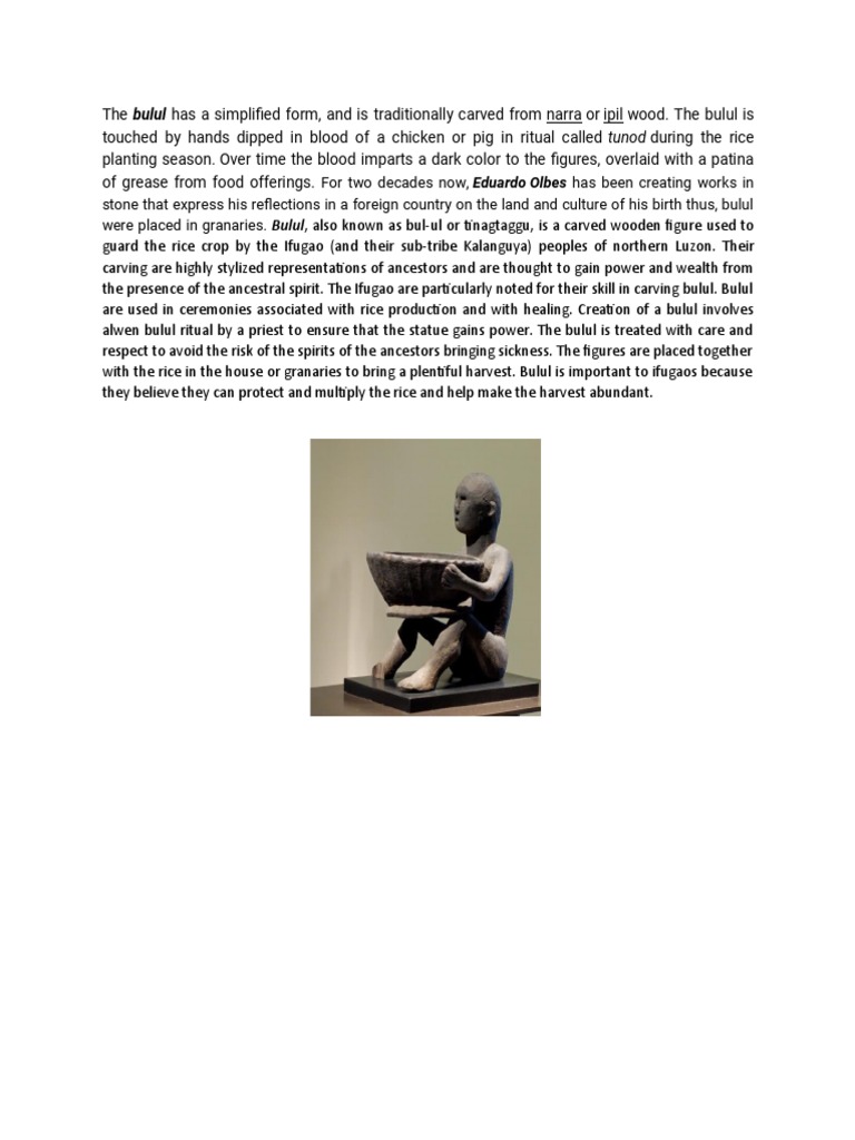Bulul, Also Known As Bul-Ul or Tinagtaggu, Is A Carved Wooden Figure ...