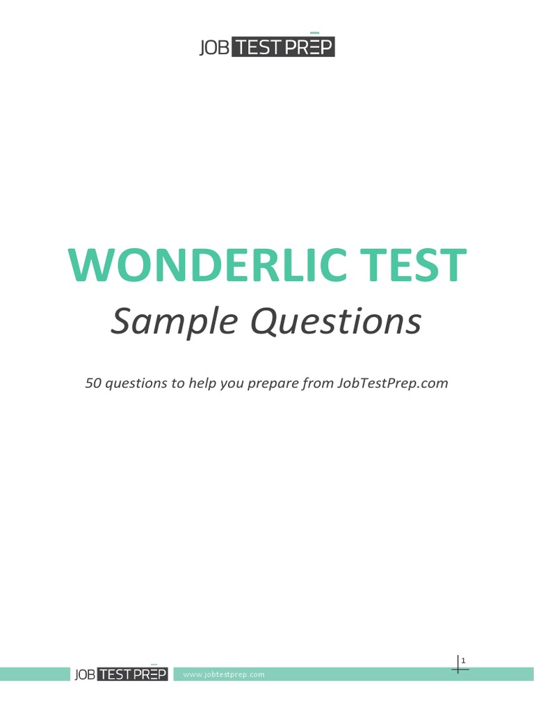 Wonderlic Test: Sample Questions | PDF