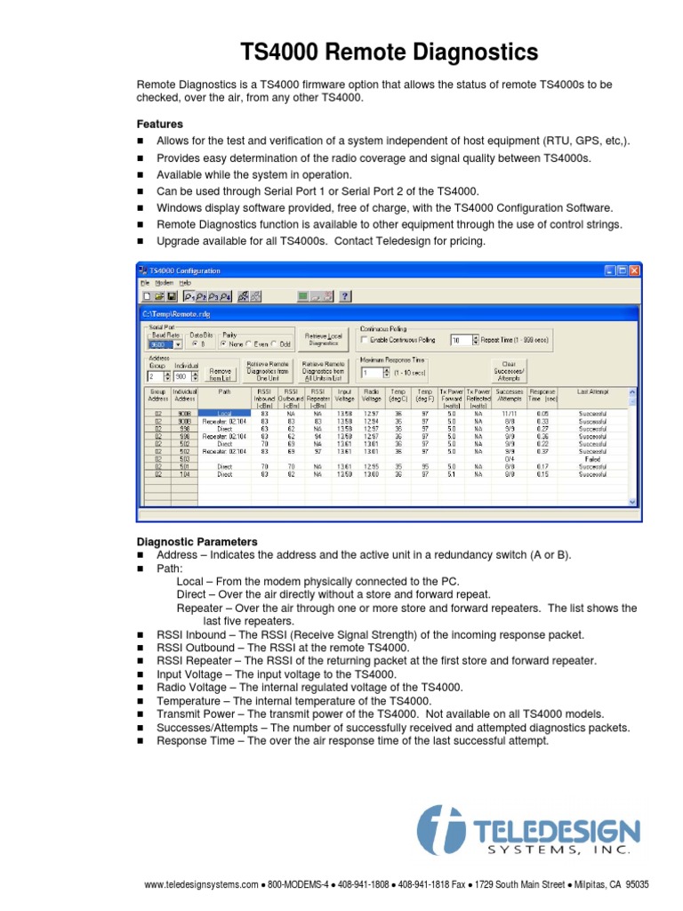 TS4000 Remote Diagnostics Guide | PDF