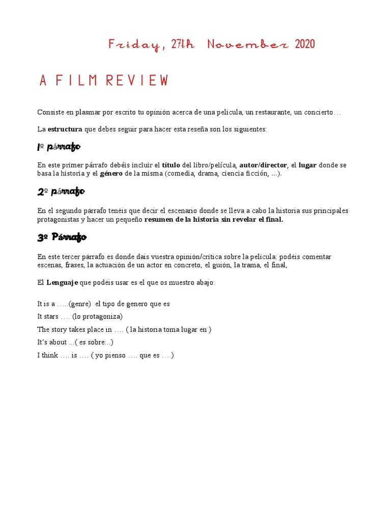 Estructura de una Reseña de Película | PDF | Arte