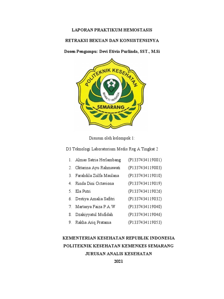 Laporan Praktikum Retraksi Bekuan Darah | PDF | Sains & Matematika
