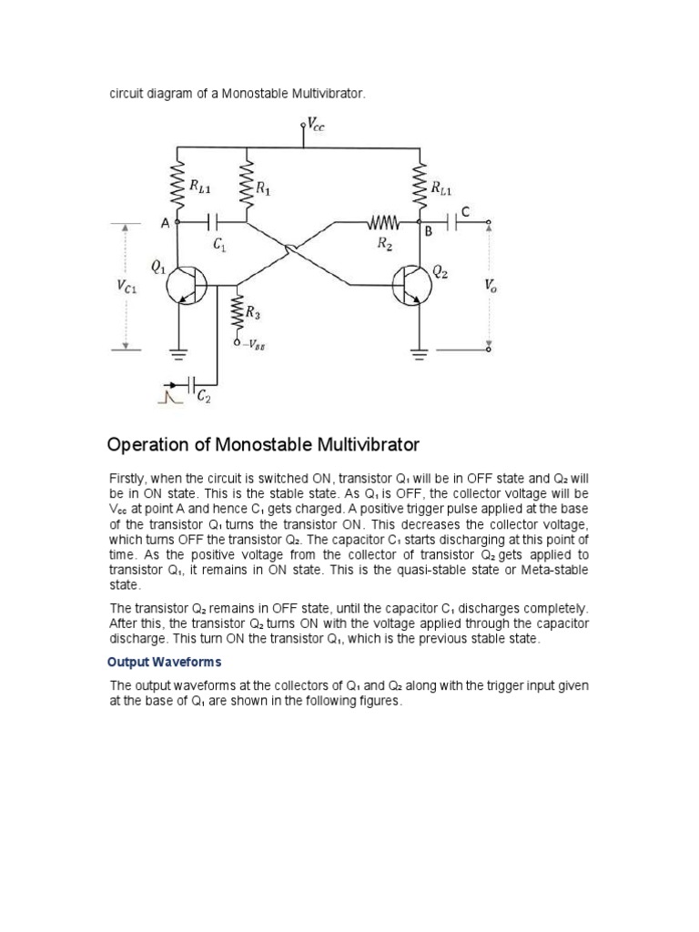 1.b Circuit Diagram of A Monostable Multivibrator. | PDF | Science ...