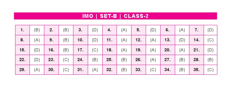 Imo Level-1 Set-B Answer Keys Class-2 | PDF