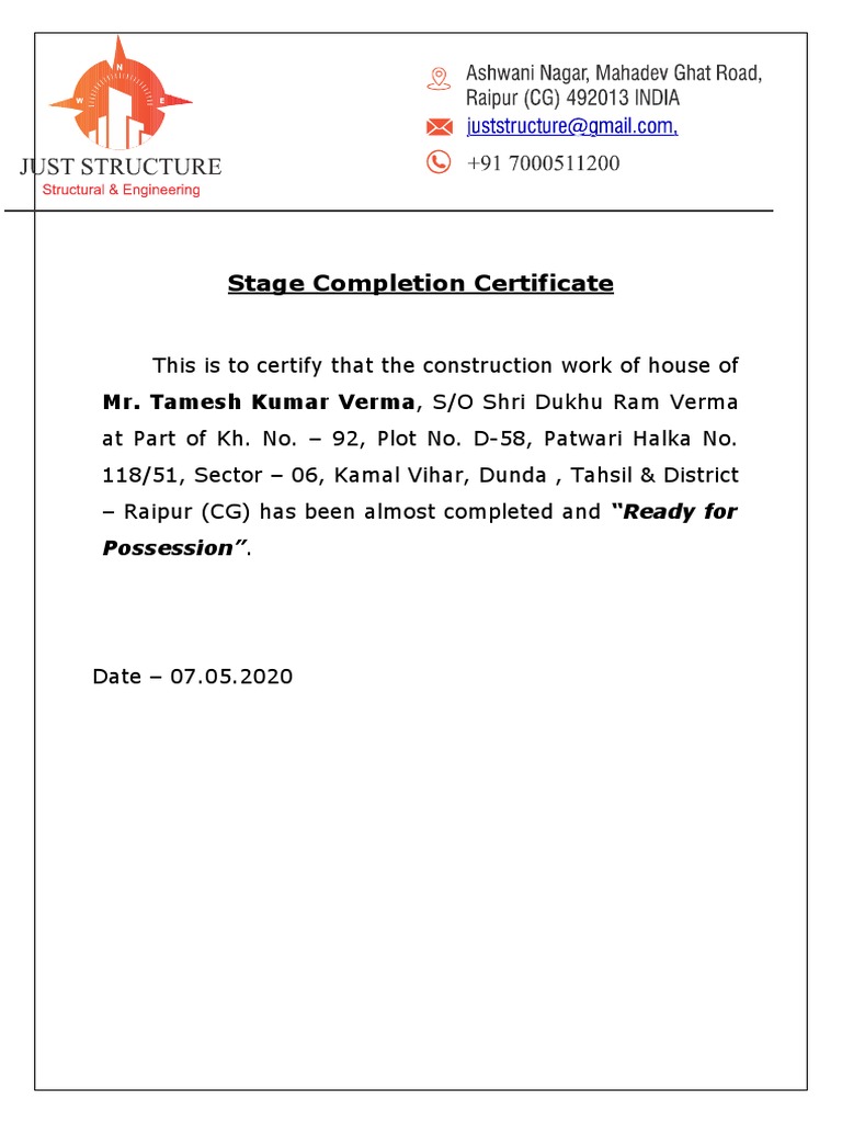 Building Completion Certificate | PDF