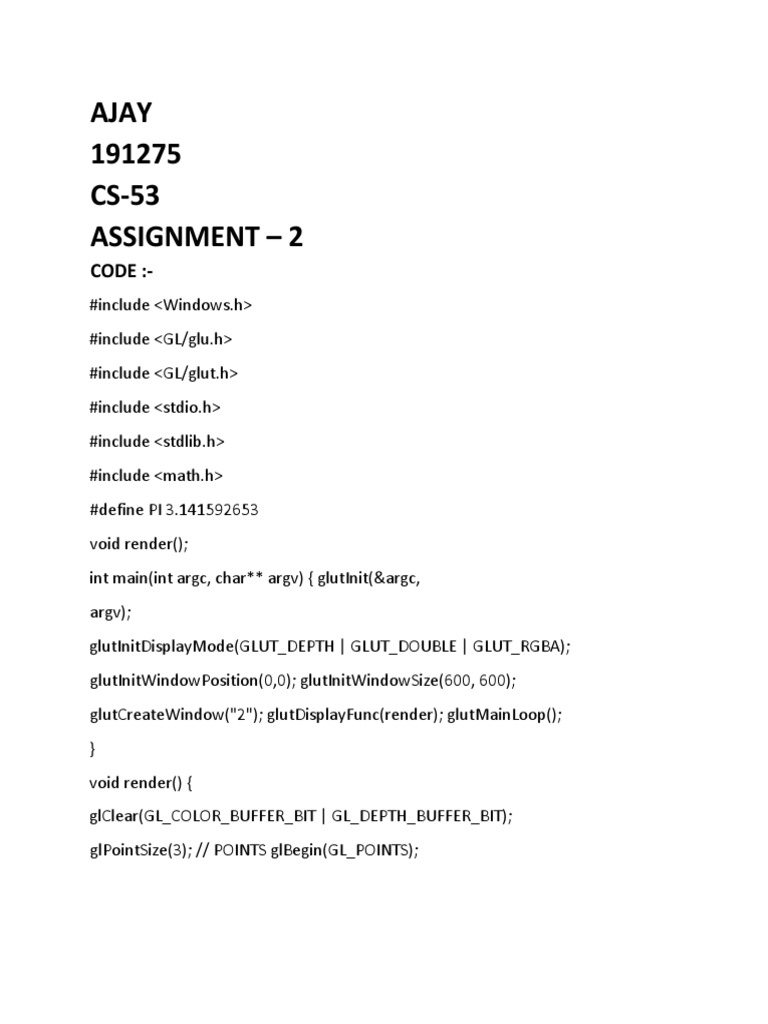 Ajay 191275 CS-53 Assignment - 2: Code | PDF