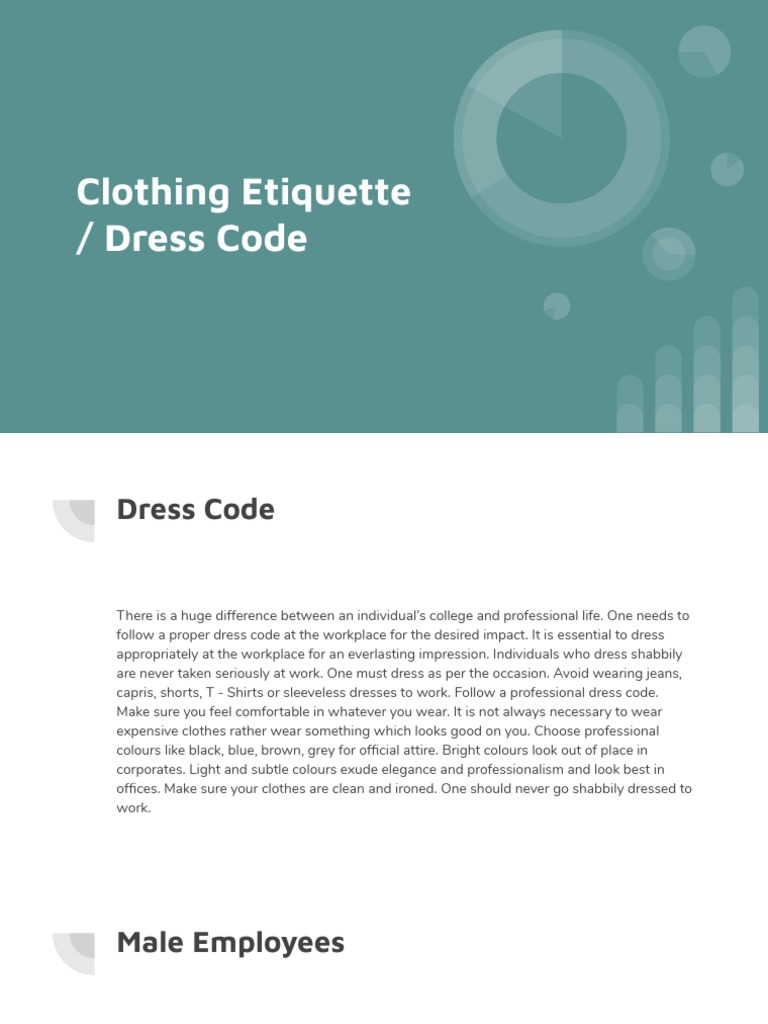 Clothing Etiquette / Dress Code | PDF | Career & Growth | Home & Garden