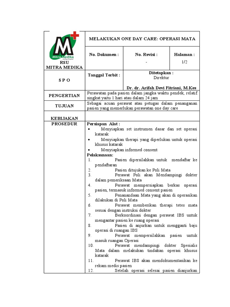 Spo Melakukan One Day Care | PDF