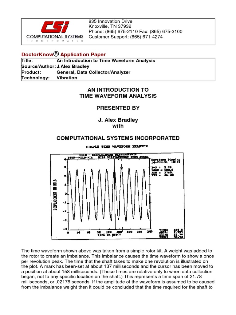 An Introduction To Time Waveform Analysis Pdf Spectral Density