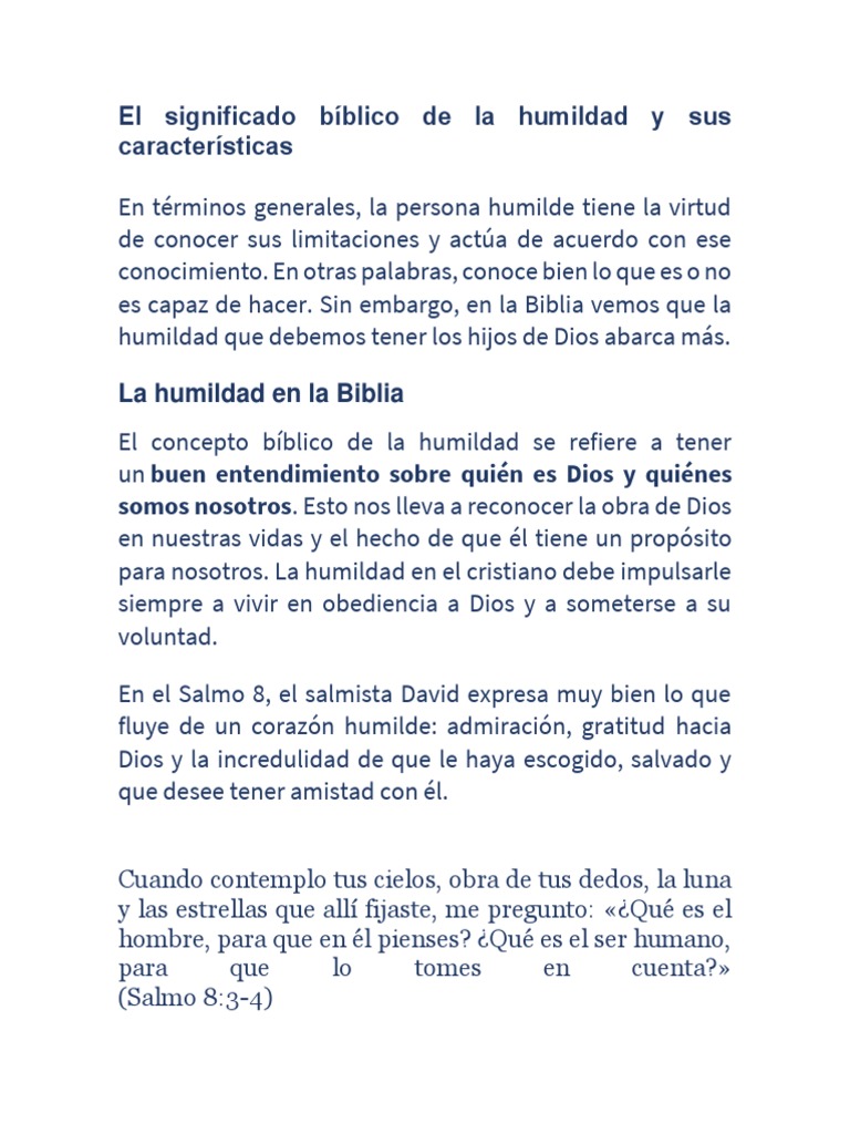 El Significado Bíblico de La Humildad y Sus Características | PDF ...