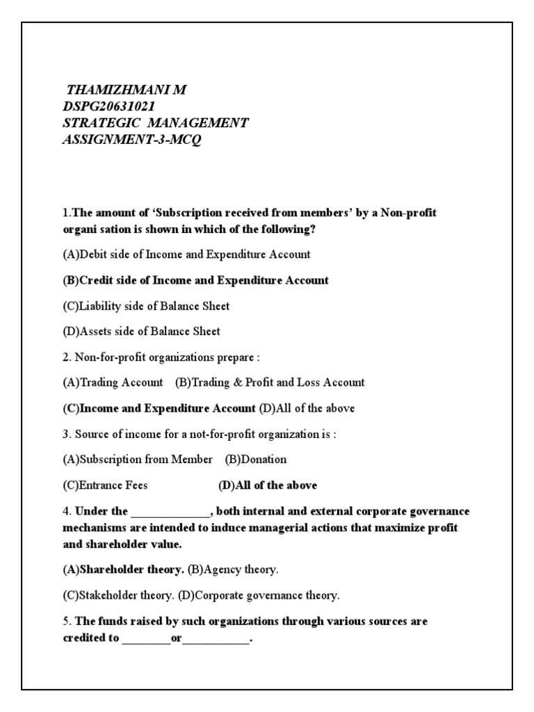 STM MCQ | PDF | Strategic Management | Nonprofit Organization