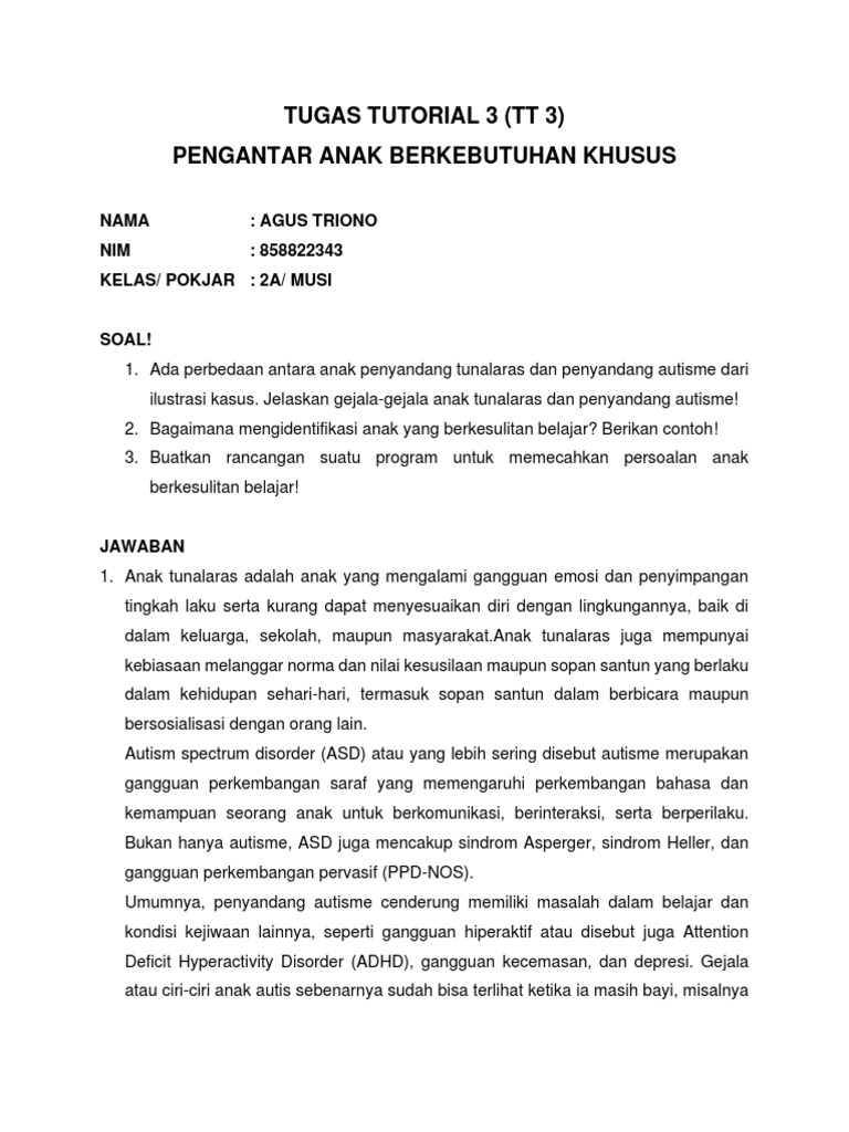 TT 3 Agus Triono 858822343 | PDF | Kesehatan Holistik