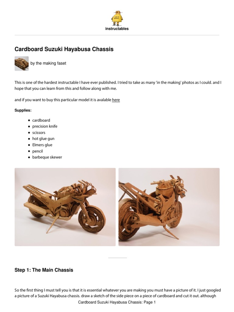 Cardboard Suzuki Hayabusa Chassis: Instructables | PDF | Car | Vehicles