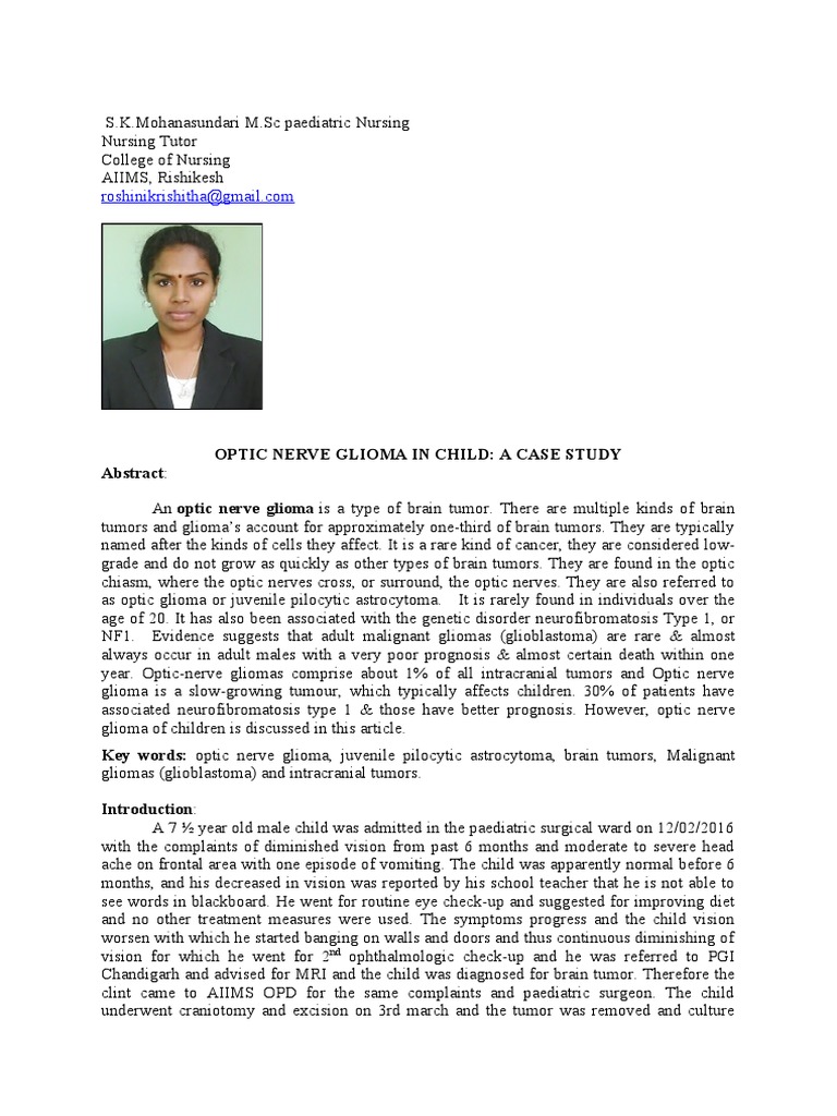 Case Study On Optic Nerve Glioma | PDF | Brain Tumor | Glioma