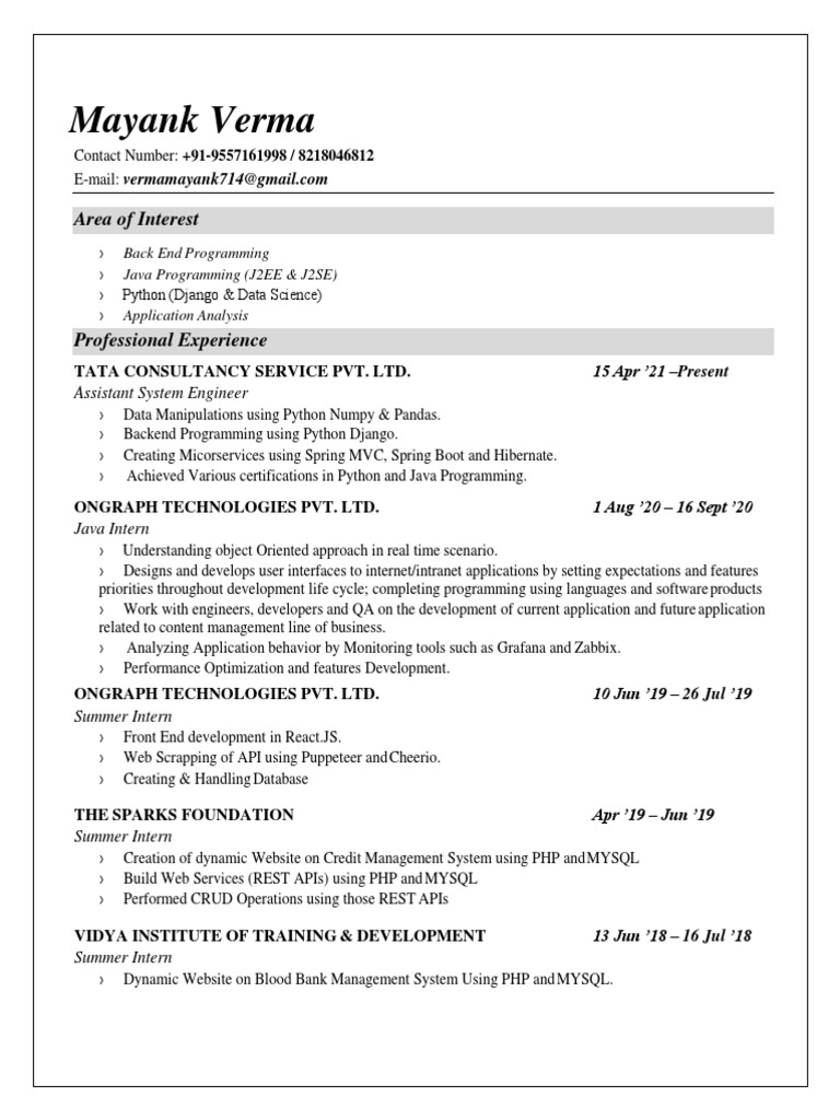 Mayank Resume | PDF | Java (Programming Language) | Python (Programming Language)