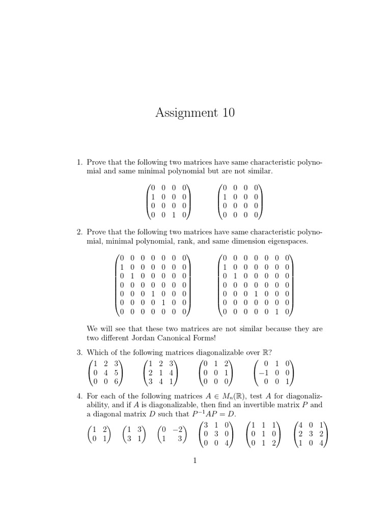 Assignment 10 | PDF | Eigenvalues And Eigenvectors | Mathematical Analysis Assignment 10 | PDF | Eigenvalues And Eigenvectors | Mathematical Analysis