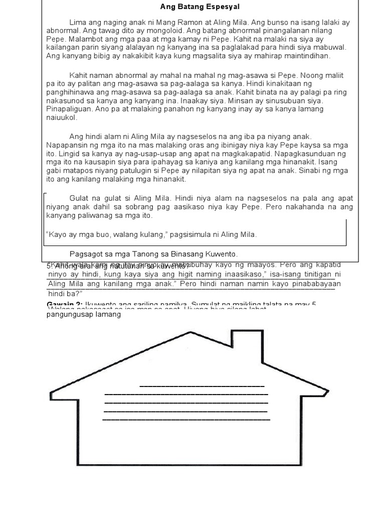Filipino 5 Worksheet 3 | PDF