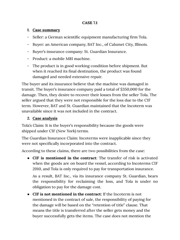 Case 7.1 & 7.2 - Team 4 | PDF | Business Law | Business