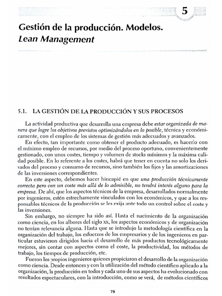 Gestión de La Producción Modelos Lean Management | PDF