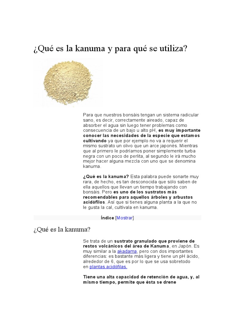 Qué Es La Kanuma | PDF | Bonsai | Botánica