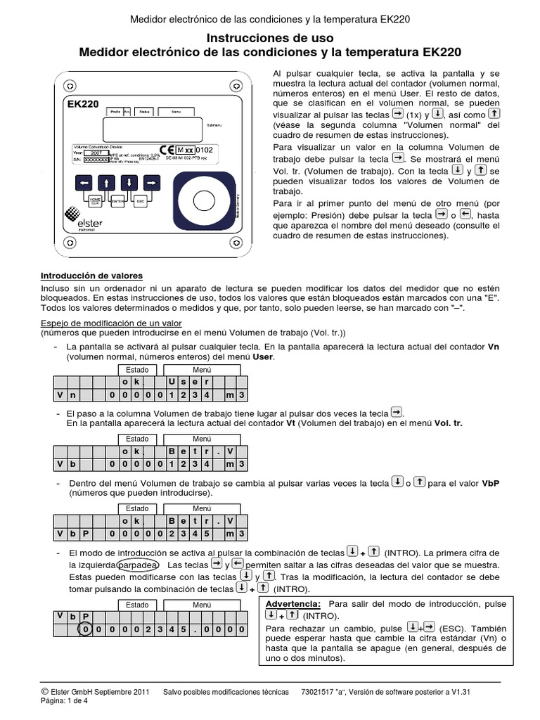 EK220 Quick Reference Guide Es | PDF | Metrología | Cantidades fisicas