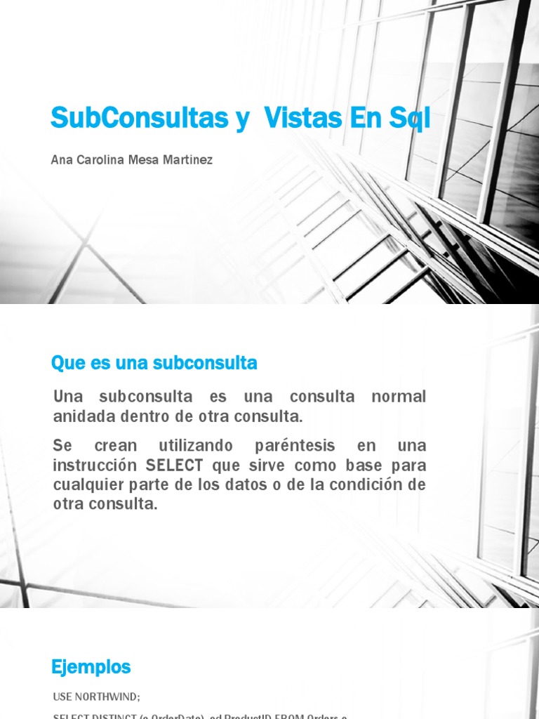 Subconsultas y Vistas en SQL: Guía Práctica | PDF | SQL | Informática