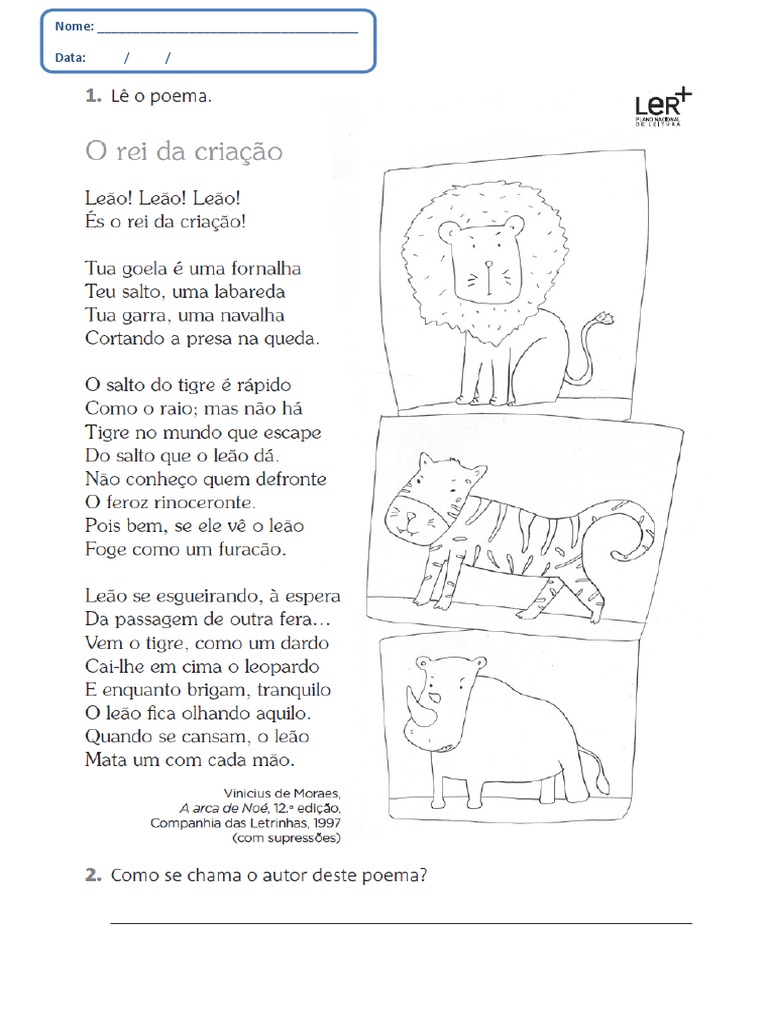 Ficha de LP 2ºano Poema PNL | PDF